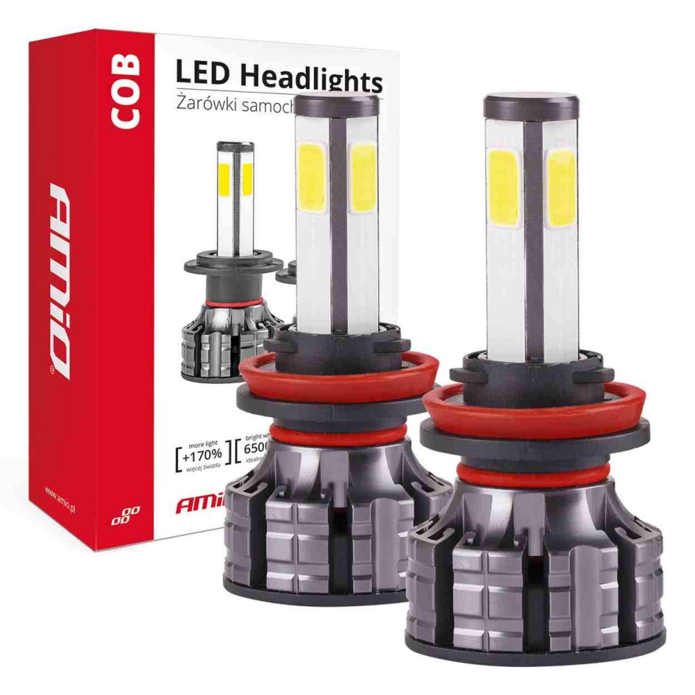 Σετ λαμπες LED H8/H9/H11 4 COB AMIO 12/24V 38W 6500K 3800lm 02845