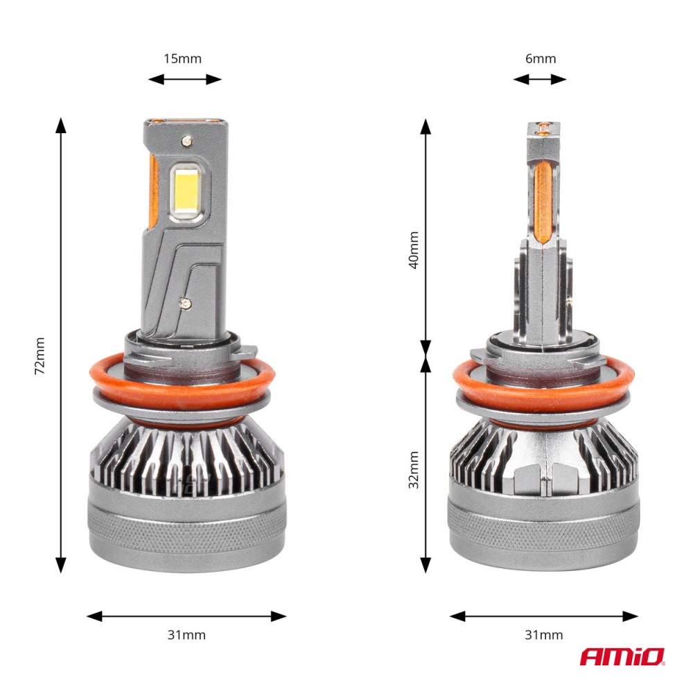 Σετ Λαμπες AMIO LED HP Η8/Η9/Η11 6500K 50W 4500LMNS FULL CANBUS