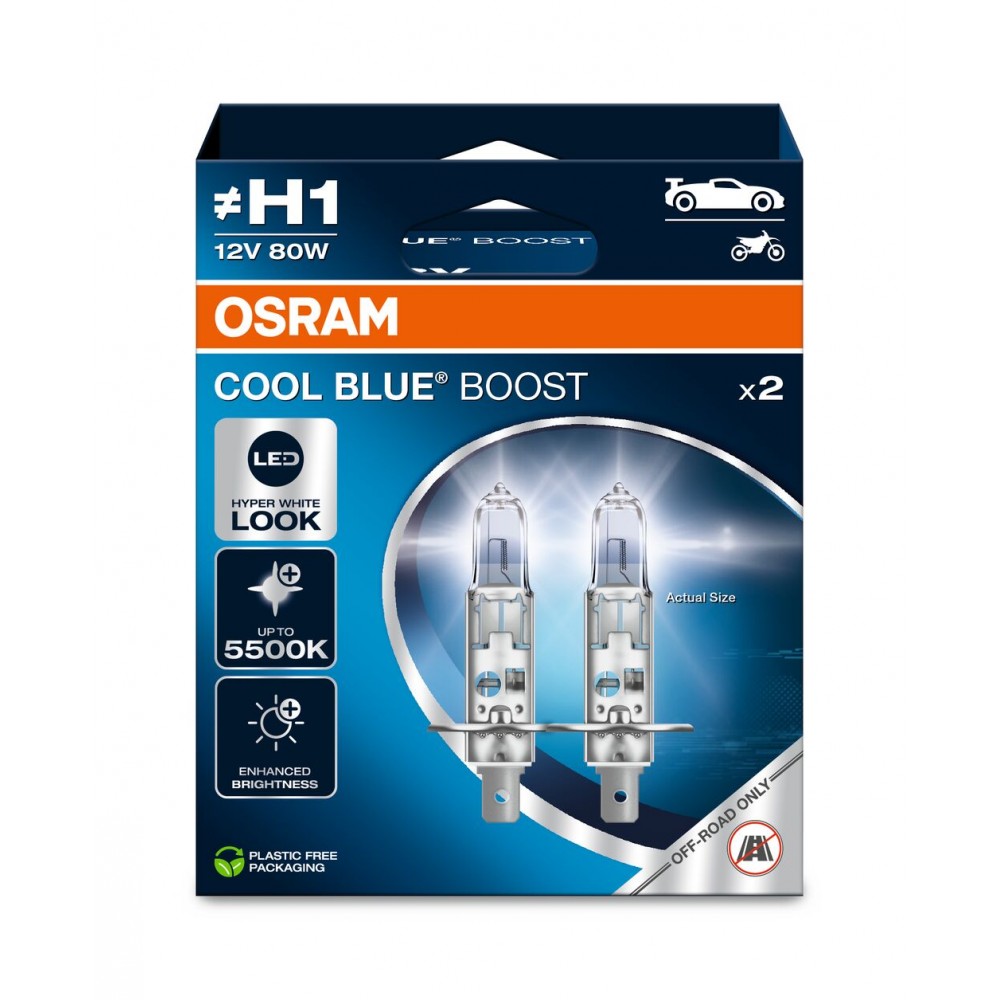 Λάμπες OSRAM H1 12V 80W COOL BLUE BOOST 5500K (2 ΤΜΧ)