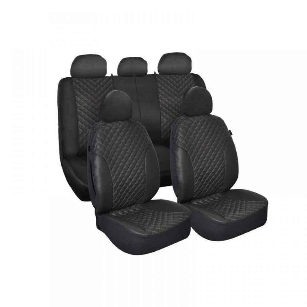 KAVER DIAMOND SEAT COVER -πληρες σετ καλυμμα δερματινη 9τμχ (μαυρο)