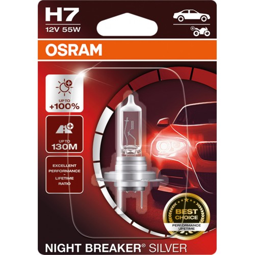 Osram Λάμπα Αυτοκινήτου Night Breaker Silver H7 Αλογόνου 12V 55W 1τμχ